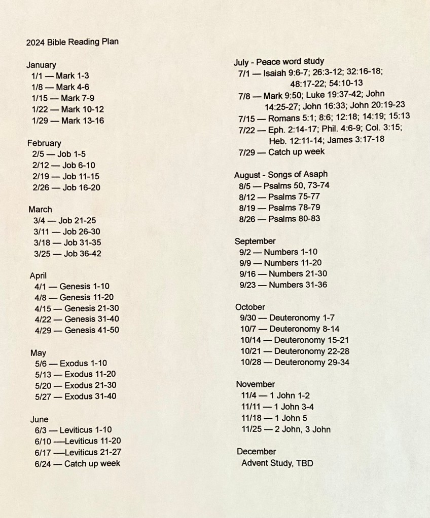2024 Bible Reading Plan | a small drop of ink